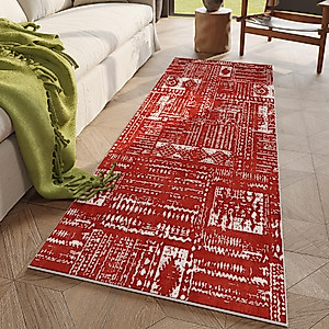 Rugcomf Runner Rug for Hallways Kitchen Runner Rug Non Slip 2'x 6' Washable Runner Rugs with Rubber Backing Soft Carpet for Hallways, Kitchen, Laundry, Bedroom, Bathroom(Terracotta)