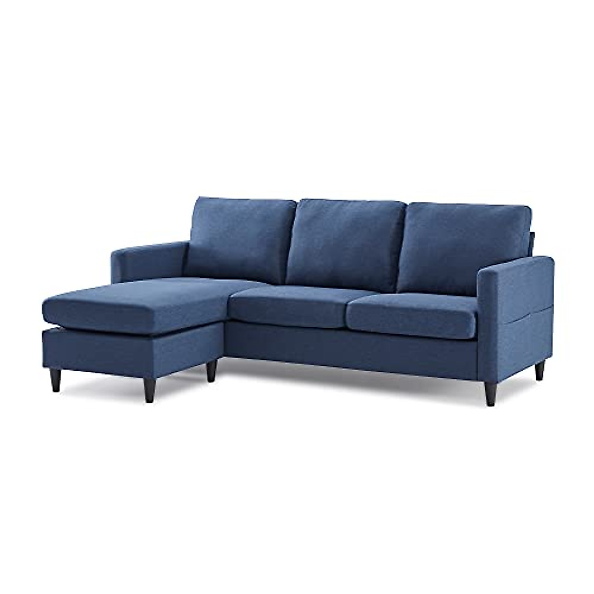 Morhome Sofa with Side Pocket,Convertible Corner Fabric Storage, Sectional Couch for Living Room & Apartment, Blue Linen