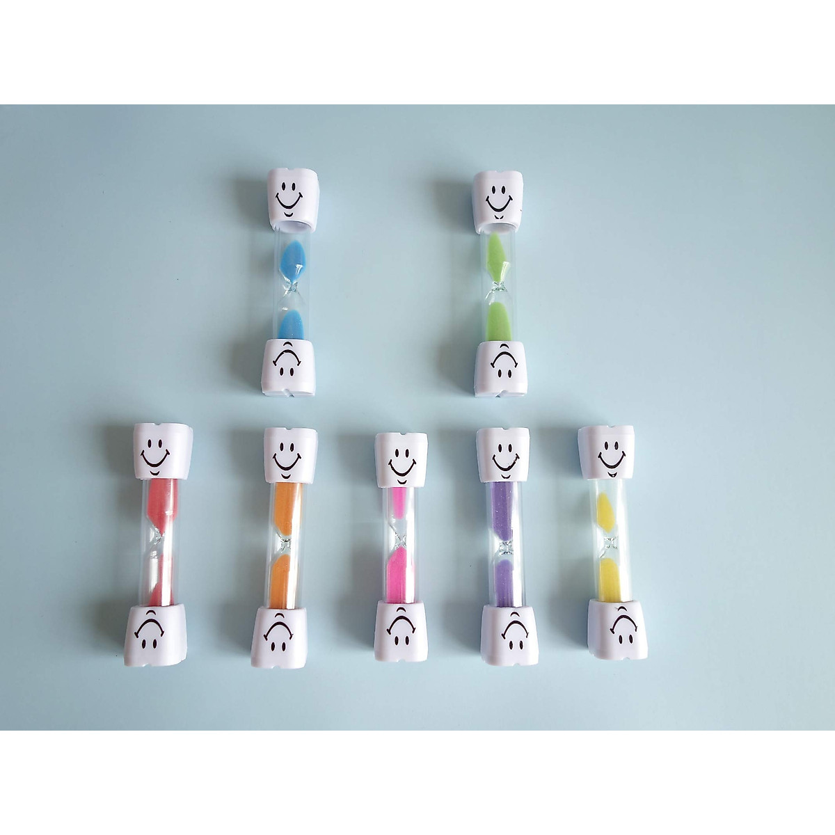Transun Moo 7 Pack 2 Minutes Hourglass Brushing Teeth Timers Colorful Sand Timer for Kids Promote Dental Hygiene