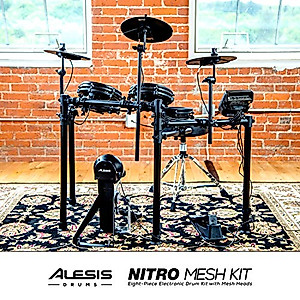Alesis Nitro Mesh Kit - Electronic Drum Set with Quiet Mesh Pads, USB MIDI, Kick Pedal and Rubber Kick Drum, 40 Kits, 385 Sounds, Drum Lessons
