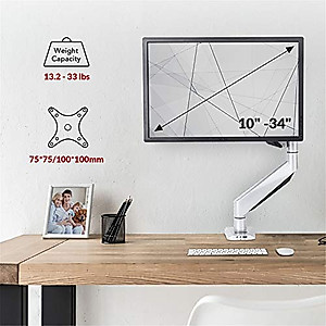Loctek Monitor Mount Heavy Duty Gas Spring Swing Monitor Arm Desk Mount Stand Fit 10-34 inches Monitor 13.2-33 lbs Weight Capacity