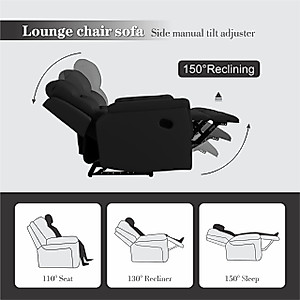 Sofa PU Leather Recliner Loveseat with Console Slate, Cup Holder, Double Recliner 2-Seater for Living Room Theater Seating Rv Furniture, (Black)…