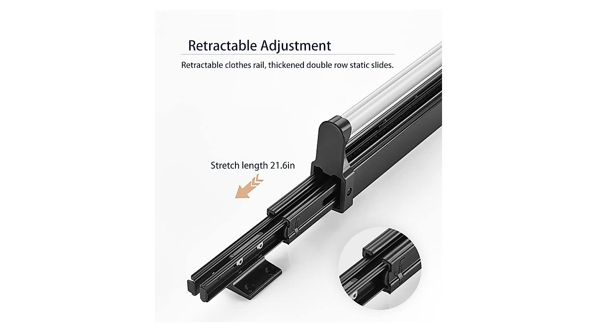 NERILEE Heavy Duty Pull-Out Closet Rod - Space-Saving Hanger