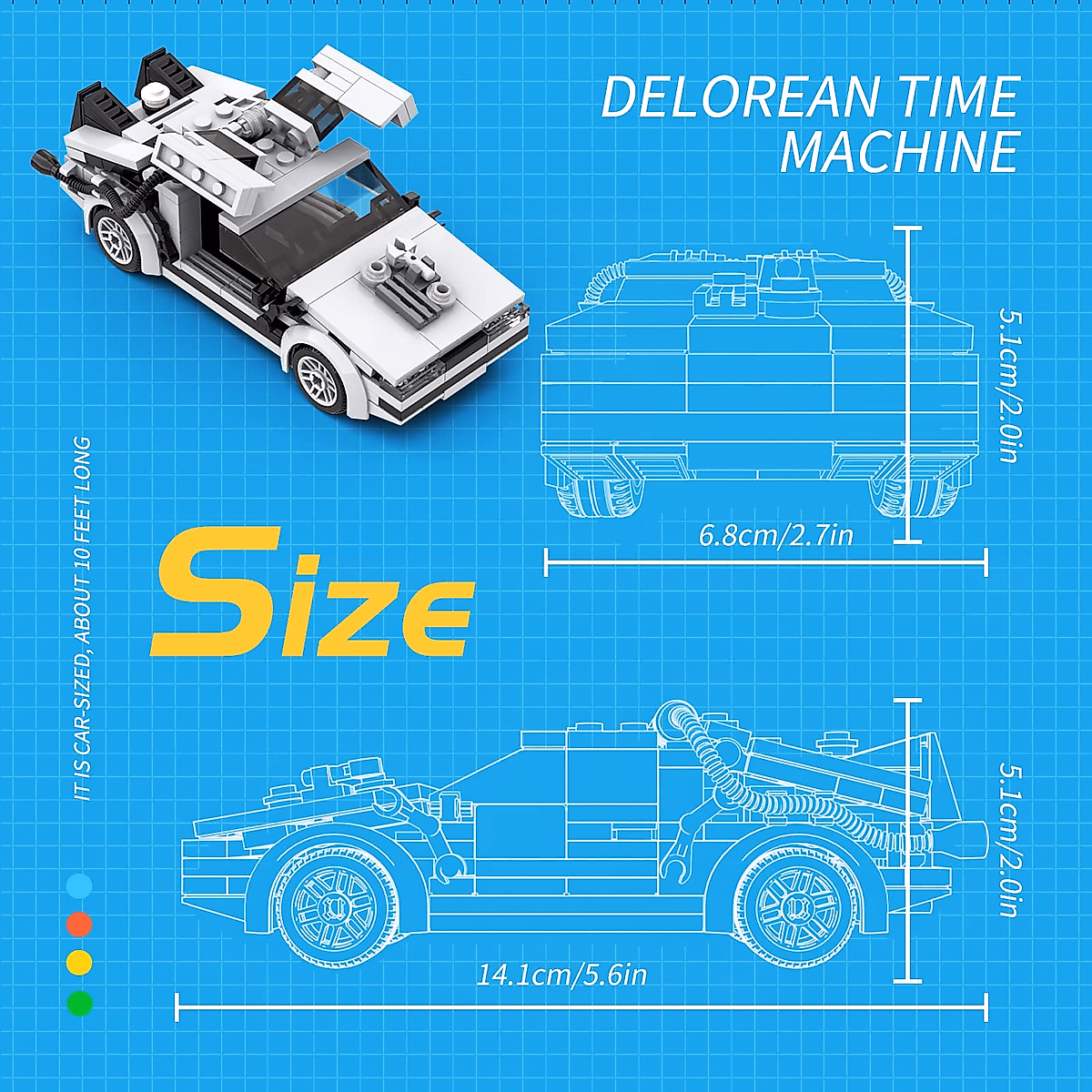 Back to Future Delorean Building Kit, BTTF Time Machine Car Building Set, Classic '80s Movie Collectibles, Great Gifts and Toys for Fans (211 Pieces)