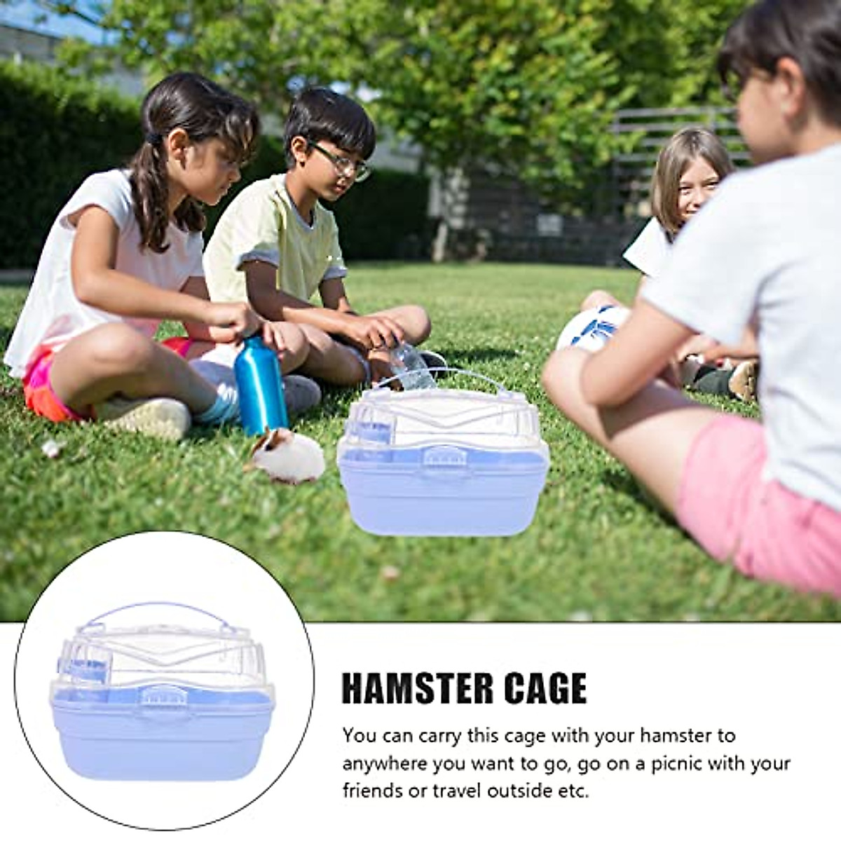 Balacoo Hamster Cage Small Animal Travel Carriers Portable Cages with Water Bottle Transparent Travel Carry Case Outdoor