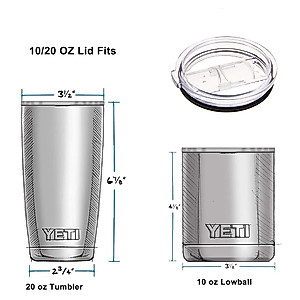 Tumbler Lid for 20 Oz Yeti Rambler and 10 Oz Lowball Tumblers Cups, Splash Proof and Straw Friendly (Lid Only)- 20 Ounce