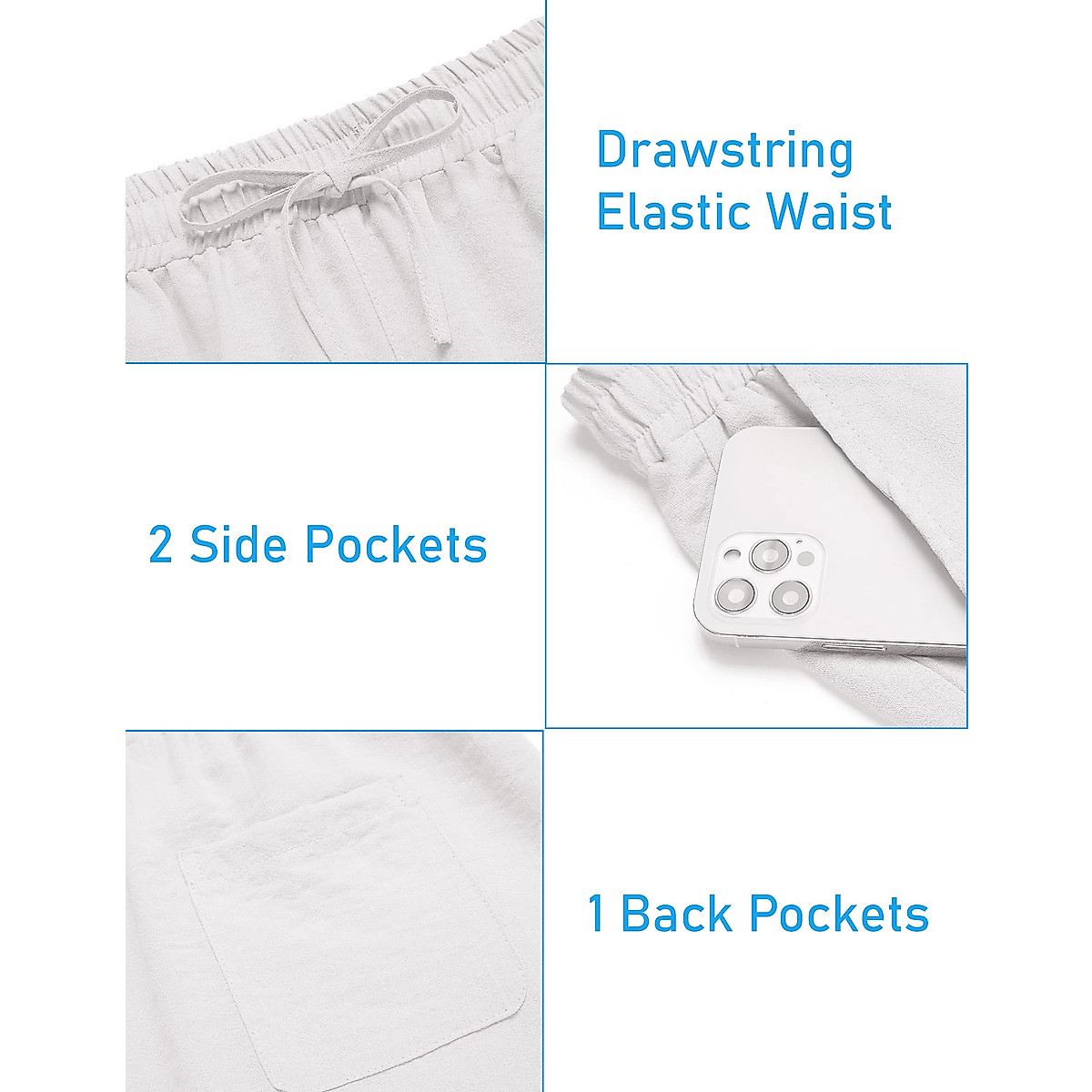 COOFANDY 2 Pieces Linen Outfits For Men White Short Sleeve Henley Shirt and Shorts Summer Beach Yoga Matching Sets