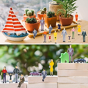 Harrycle 30 Pcs Mini People Figurines 1: 30 Scale Tiny People Model Miniature People Figurines Sitting and Standing Little Plastic People Figurines for Miniature Scenes