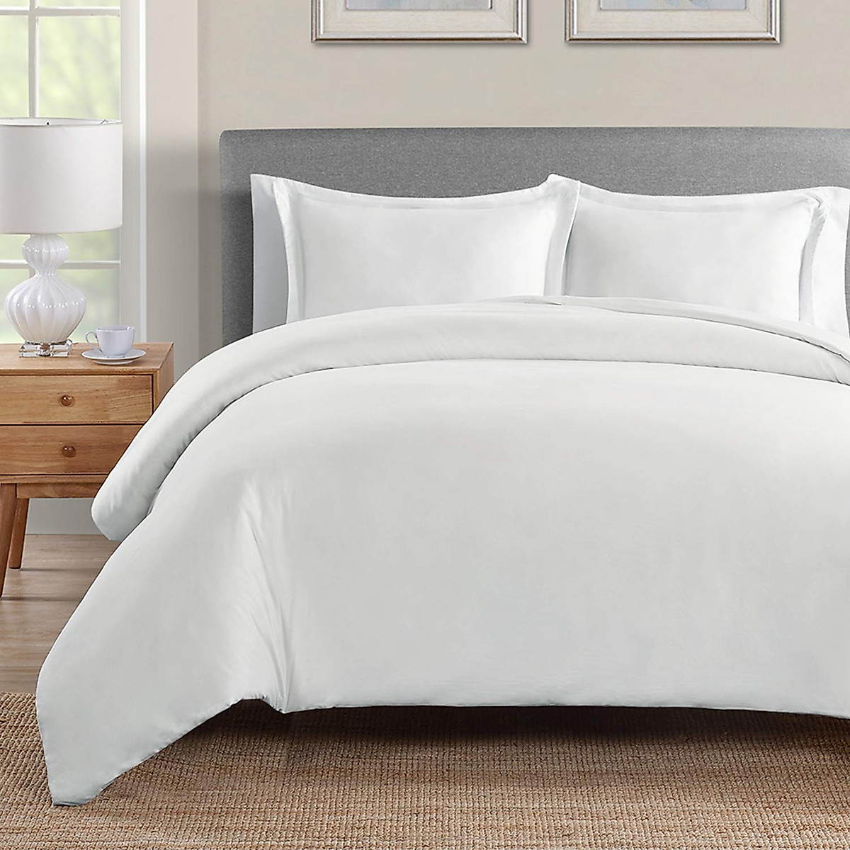 VEEYOO Twin Duvet Cover - Washed Microfiber Comforter Cover with Zipper Closure, Ultra Soft Hypoallergenic 3 Piece White Duvet Cover Sets (1 Duvet Cover, 1 Pillow Sham)