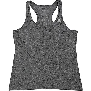 Reebok Womens Marled Jersey Racerback Tank Top, Black, Large