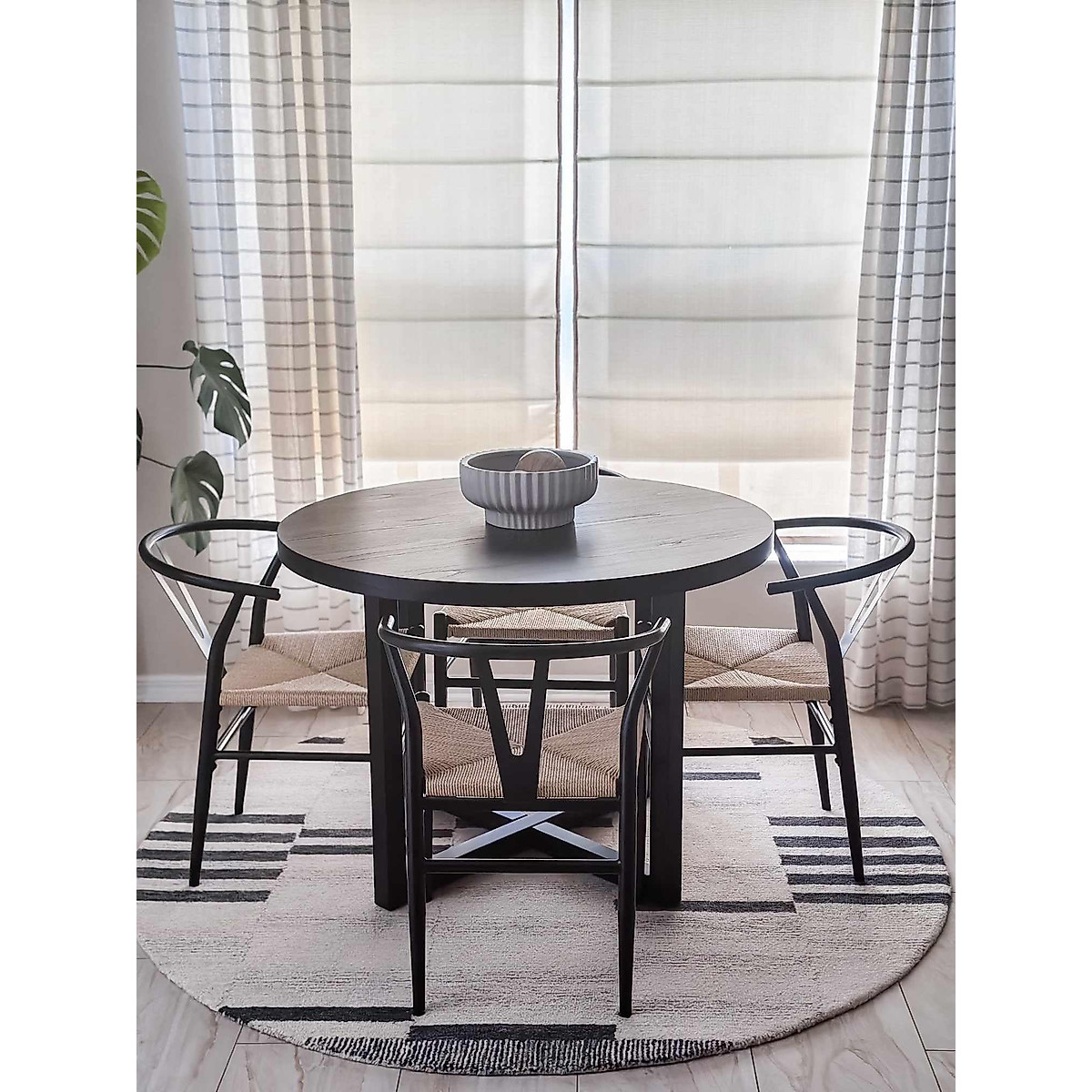 BoutiqueRugs Aibonito Hand Tufted Wool Natural Fiber Soft Large Area Rug - Modern Broken Stripe Carpet for Living Room, Bedroom, Dining Room - Black, Beige, Taupe - 8' x 10' (8x10 Area Rug)