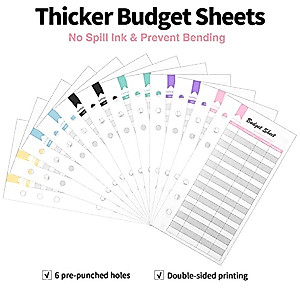 Sooez [Pastel Collection] Money Organizer for Cash, A6 Leather Budget Binder with Zipper Envelopes, 43 Large Rose Gold Sticky Labels & Extra Thick Expense Sheets, Money Saving Binder for Budgeting