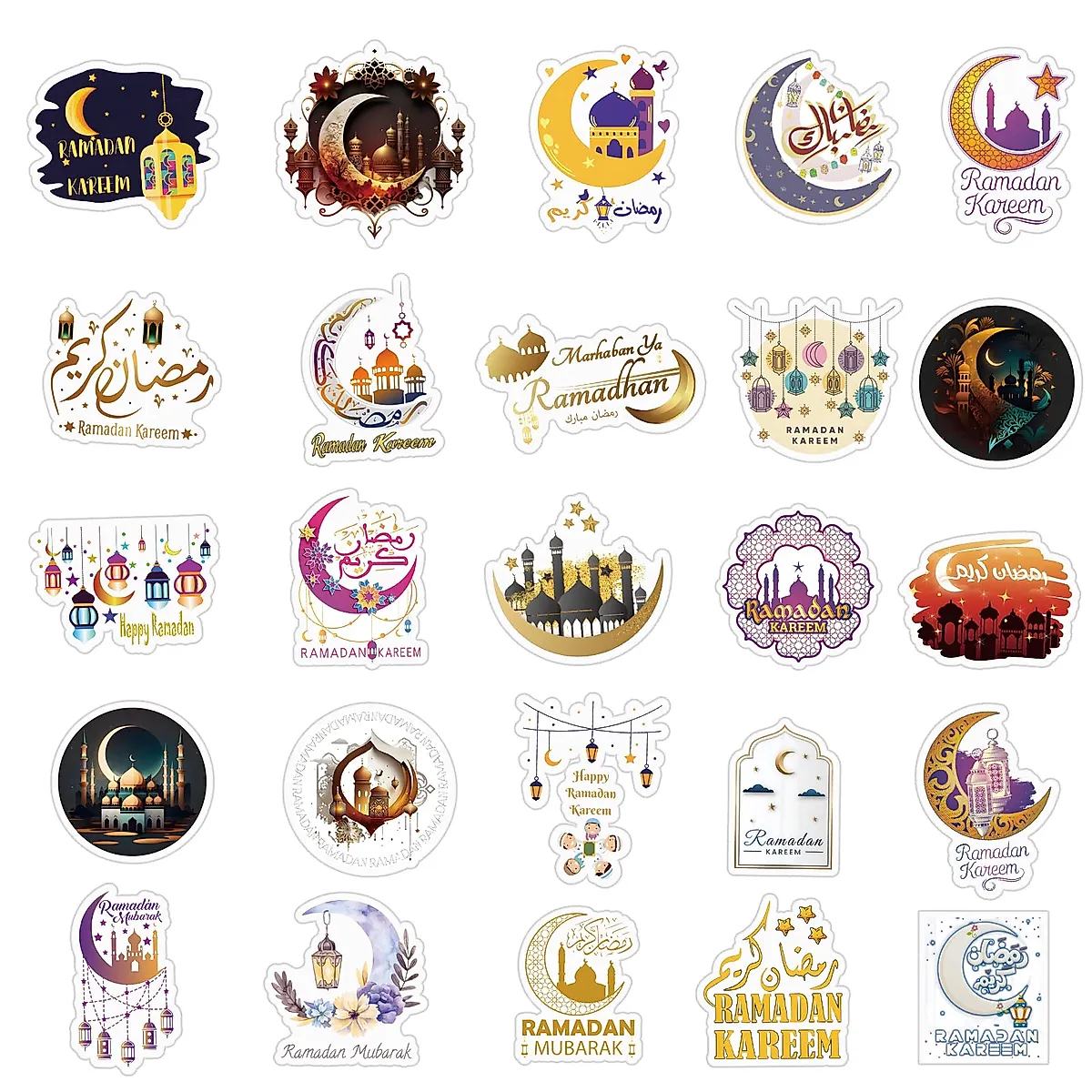 65PCS Ramadan Stickers Islamic Stickers Vinyl Waterproof Stickers for Laptop,Bumper,Skateboard,Water Bottles,Computer,Phone,Cartoon Anime Stickers for Kids Teens Adult