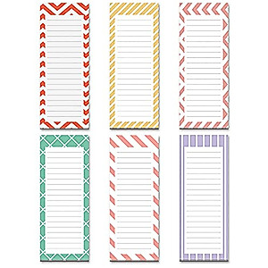 MATICAN Grocery List Magnet Pad for Fridge, 6-Pack Magnetic Note Pads Lists, 60 Sheets Per Pad, 6 Pastel Geometric Patterns, Full Magnet Back to-Do-List Notepads