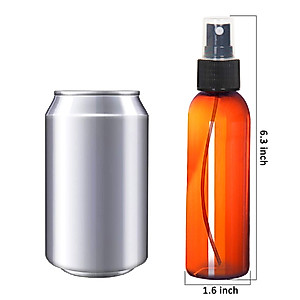 Youngever 10 Pack Plastic Spray Bottles 4 Ounce, Refillable Plastic Spray Bottles with Lids, Empty Fine Mist Plastic Mini Travel Bottles (Amber)