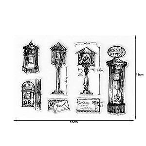 Clear Stamps for Crafts,Antique Mailbox Clear Stamps Postage Mail Box Top Background Stamps