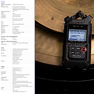 Zoom H4n Pro 4-Input / 4-Track Portable Handy Recorder with Onboard X/Y Mic Capsule (Black) + 32GB Memory Card + Professional Lavalier Condenser Microphone + 4 AA Batteries and Charger