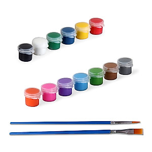Tempera Paint Pots Set for Kids, 12 Colored Washable Paints, Glitter Paint, 2 Brushes, For Schools Clubs and Camps, Essential Craft Supplies for All Children’s Arts and Crafts, Painting Supplies Kit