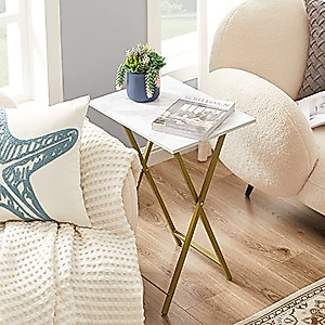 VECELO Foldable TV Tray Portable Wooden Snack Table for Livingroom, Bedroom, Office, Tiny Desk, Golden