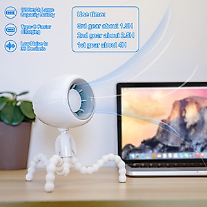 SWTOIPIG Stroller Fan, Portable Bladeless Fan, ​Mini Handheld Fan with Tripod, Clip on Fan, 3 Speeds Rechargeable Operated Fan for Stroller, Car Seat, Crib, Phone Holder and Desktop