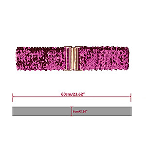 Allegra K Womens Wide Waist Belts Interlock Buckles Sequins Decor Shinny Stretchy Belts 2PCS 60cm/23.62" Dark Purple