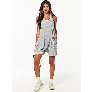 ANRABESS Rompers for Women Summer Jumpsuits Casual Outfits Shorts Overalls 2023 Fashion Stretchy Comfy Clothes Sleeveless Cute Jumpers with Pockets A948-qianhuahui-S
