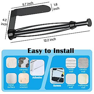 Paper Towel Holder Under Cabinet Wall Mount Paper Towel Holder Black Single Hand Operable with Damping Under Counter Paper Towel Racks with Self-Adhesive and Screw for Kitchen Bathroom