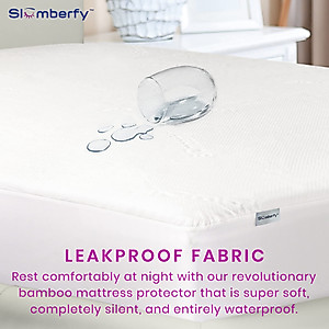 Waterproof Mattress Protector by Slumberfy | Hypoallergenic Bamboo Mattress Protector | Natural + Breathable Jacquard Fabric | King Mattress Cover – 76x80”