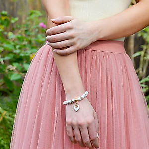 White Rose Beaded Bracelet, Cubic Zirconia