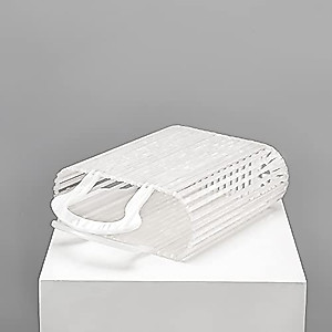 sorozien Women Acrylic Handbag Clutch Beach Bag Handmade Tote Ark Bag Top Handle Bags Fashion Party Clutch Purse (Pearlescent White)