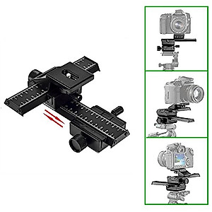 SHOOT Aluminum Pro 4-Way Macro Focusing Rail Slider /Close-up Shooting Photography for Canon Nikon Sony Pentax Olympus Samsung Other Digital SLR Camera and DC with 1/4" Screw Hole