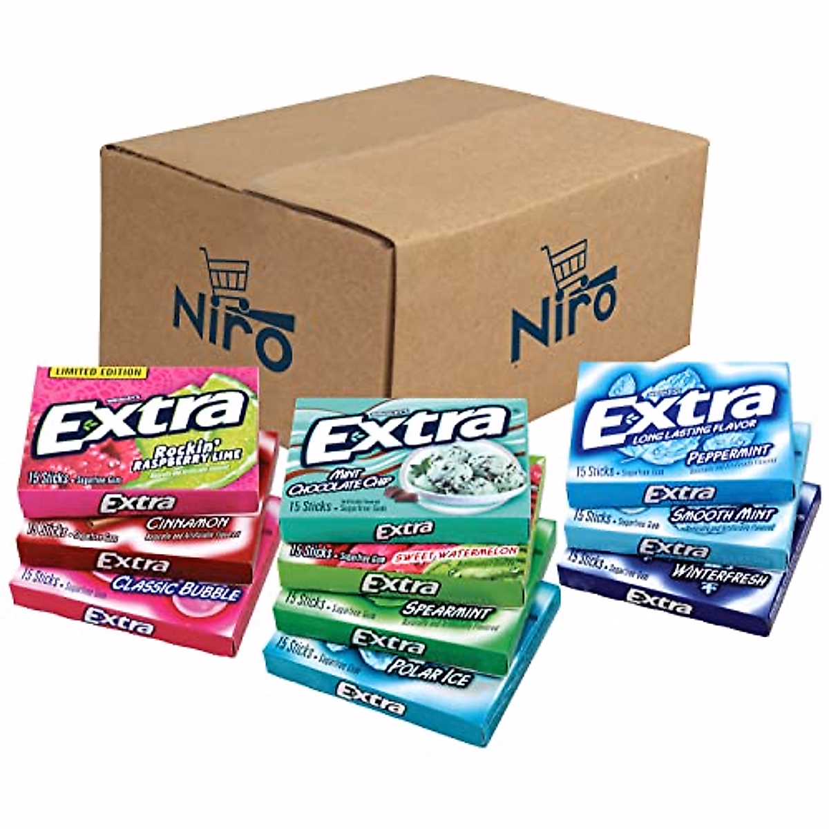 Niro Assortment | Extra Long Lasting Flavor Sampler Pack | Sugar-Free | Assorted Flavor (6 Pack) Receive 6 out of 10 flavors