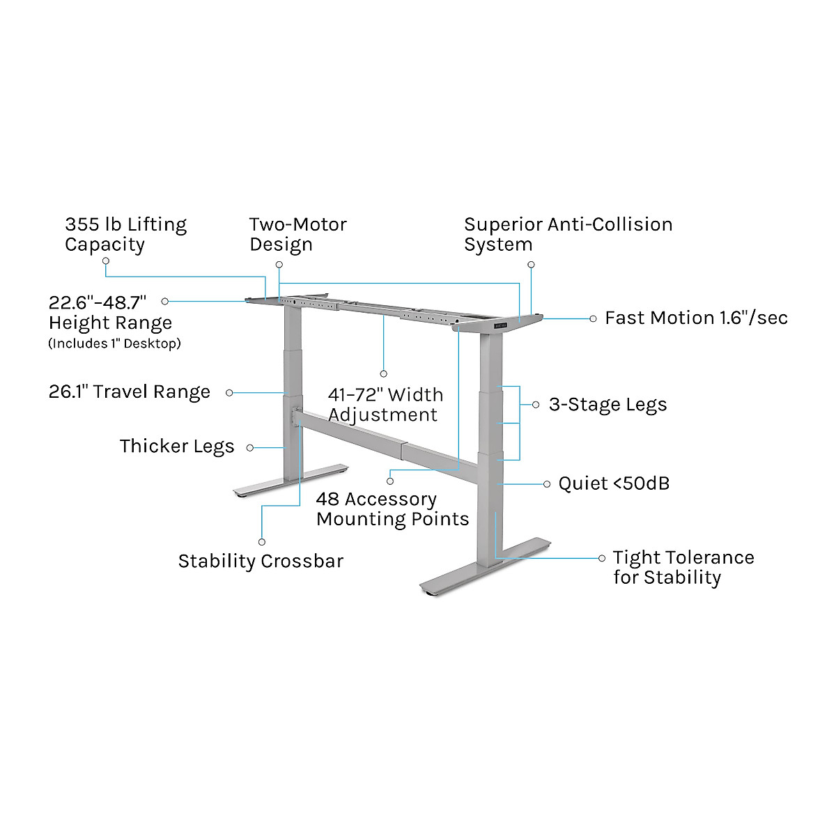 Uplift Desk Ash Gray Laminate (60 x 24 inch) Standing Desk 2-Leg V2-Commercial Adjustable Stand Up C-Frame (Black), Advanced Keypad, Wire Grommets, Wire Tray, Rocker Board