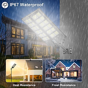 Jadisi 1-Pack Solar Parking Lot Lights,4800W Solar Street Light 240000LM Dusk to Dawn Street Lights Solar Powered, IP67 Waterproof Solar Wide Angle Lamp with Motion Sensor for Yard, Road