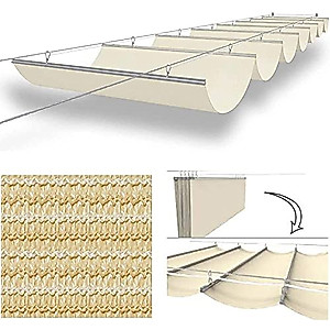 Scalable Shadow Sun Visor Kit Anti-UV Breathable Filter Easy to Install Garden Deck Terrace Telescopic Pergola Canopy(Color:Beige;Size:1.5x8m)