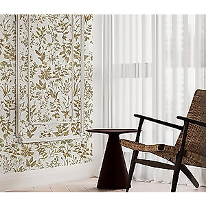 Dimoon 78.7"x17.3" Delicate Smooth White Golden Floral Peel and Stick Wallpaper Flowers Contact Paper Thicken Waterproof Leaf Vintage Self Adhesive Wallpaper Removable Wall Paper Shelf Vinyl Roll