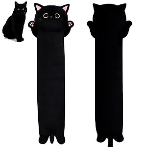 MUFEIRUO 22.5" Long Cat Plush Pillow, Long Cat Stuffed Animal,Black Cat Plush,Stuffed Cat Plush Kawaii Black Cat Plushie Doll Toys, Gift for Boys Girls Birthday Halloween Christmas