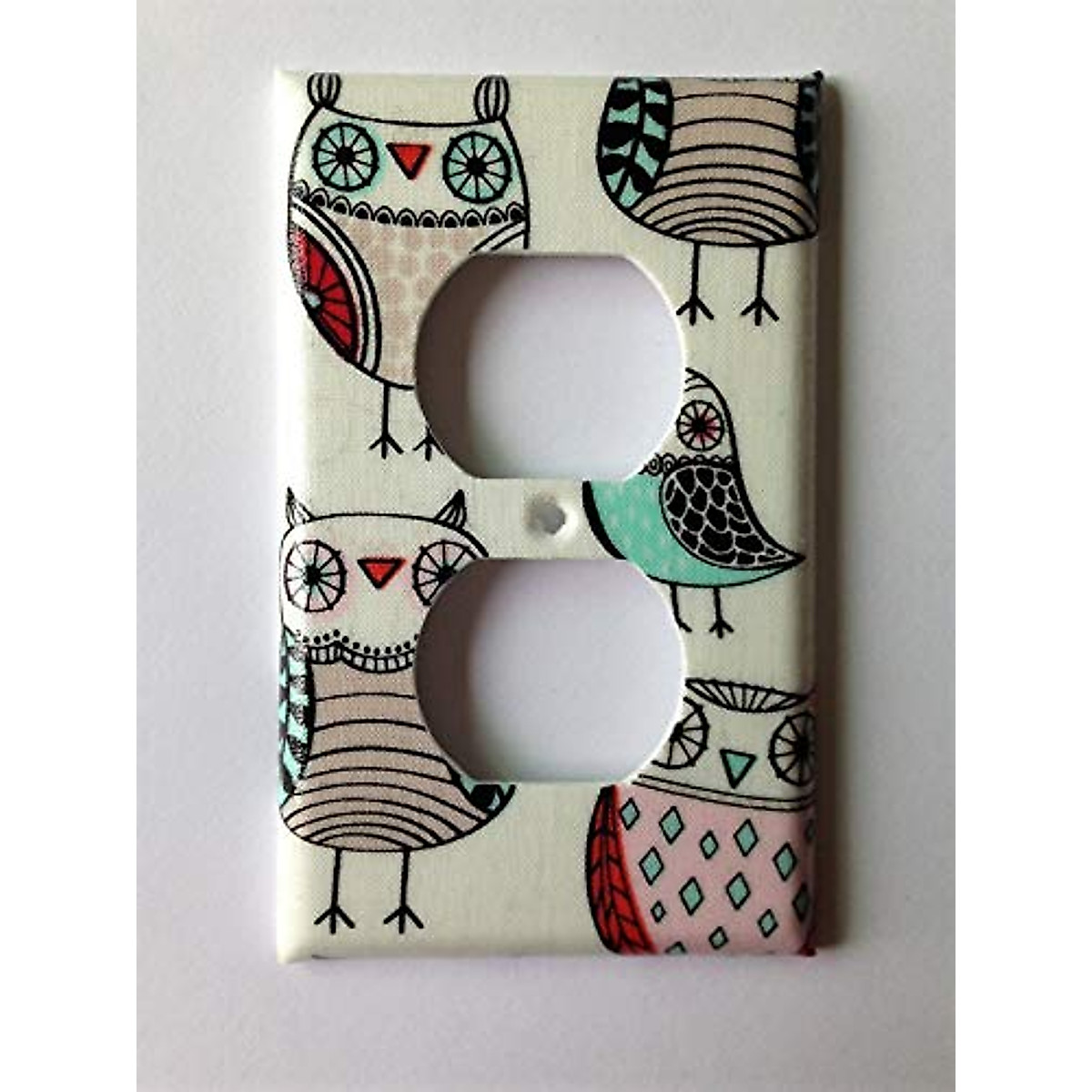 Turquoise And Coral Owls Light Switch Plate Cover Various Sizes Offered