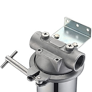 Amwater Stainless Steel Filter Housing for Filter Cartridge, Water Filter Housing for Whole House Water Purification of Stainless Steel 304 (10" C Housing-1 NPT)