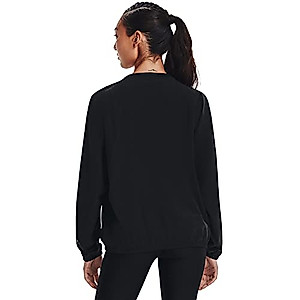 Under Armour Women's Standard Woven Graphic Long Sleeve Crew, (001) Black / / White, Large