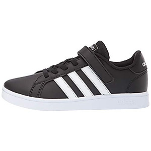 Adidas unisex child Grand Court - Kids Tennis Shoe, Black/White/White, 10.5 Little Kid US