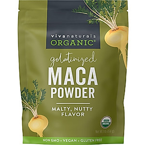 Viva Naturals Organic Maca Powder - Gelatinized Maca Powder Organic, Pervuian Superfood Traditionally Used for Energy, Certified Organic, Gluten-Free & Non-GMO, 16 Oz (1 lb) Bag