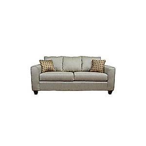 Contemporary Beige Sofa with Gold Colored Decor Pillows