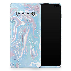 DesignSkinz Marbleized Pink and Blue Soft v3 Protective Vinyl Decal Wrap Skin Cover Compatible with The Samsung Galaxy S20 (Screen Trim & Back Glass Skin)