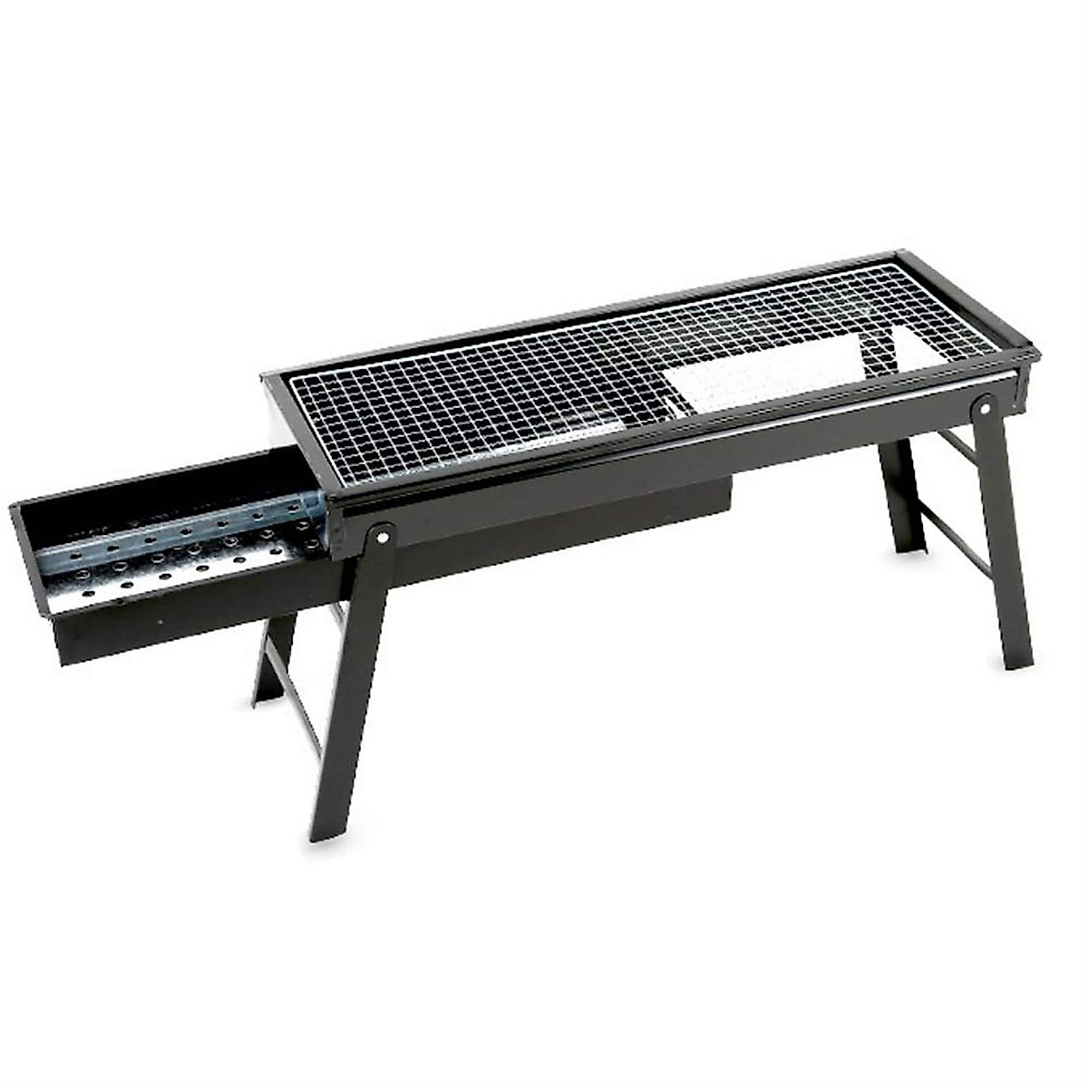 Portable BBQ Grill Portable Charcoal Grill Black Metal Foldable BBQ Grills Outdoor Cooking Charcoal Barbeque for Picnic, Camping, Patio Backyard Cooking - 23.62×8.66×12.99 inch for Patio Backyard Barb