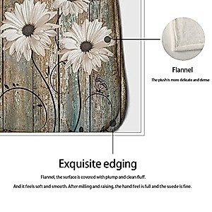 4 PCS Rustic Flower Shower Curtain Set with Non-Slip Rug,Toilet Lid Cover,U Shape Mat,Farmhouse Waterproof Fabric Shower?Curtains with 12 Hooks and Rug Mat Set for Bathroom,71''L