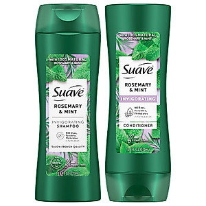Suave Shampoo and Conditioner, Rosemary & Mint – Invigorating Formula with 100% Natural Essential Oils, 12.6 Oz Ea