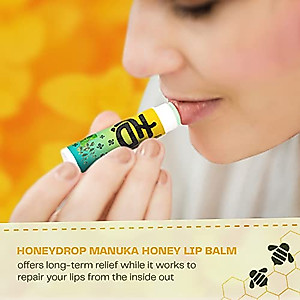 Honeydrop Manuka Honey Lip Balm - Natural Hydrating Lip Treatment Infused with Peppermint and Eucalyptus - Soothes, Moisturizes, and Heals Chapped Lips to Prevent Painful Dryness, Cracking, and Peeling (3)