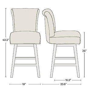 CHITA Modern 26" Counter Height Swivel Barstool Set of 2, Comfortable Faux Leather Swivel Stool, Stone Grey