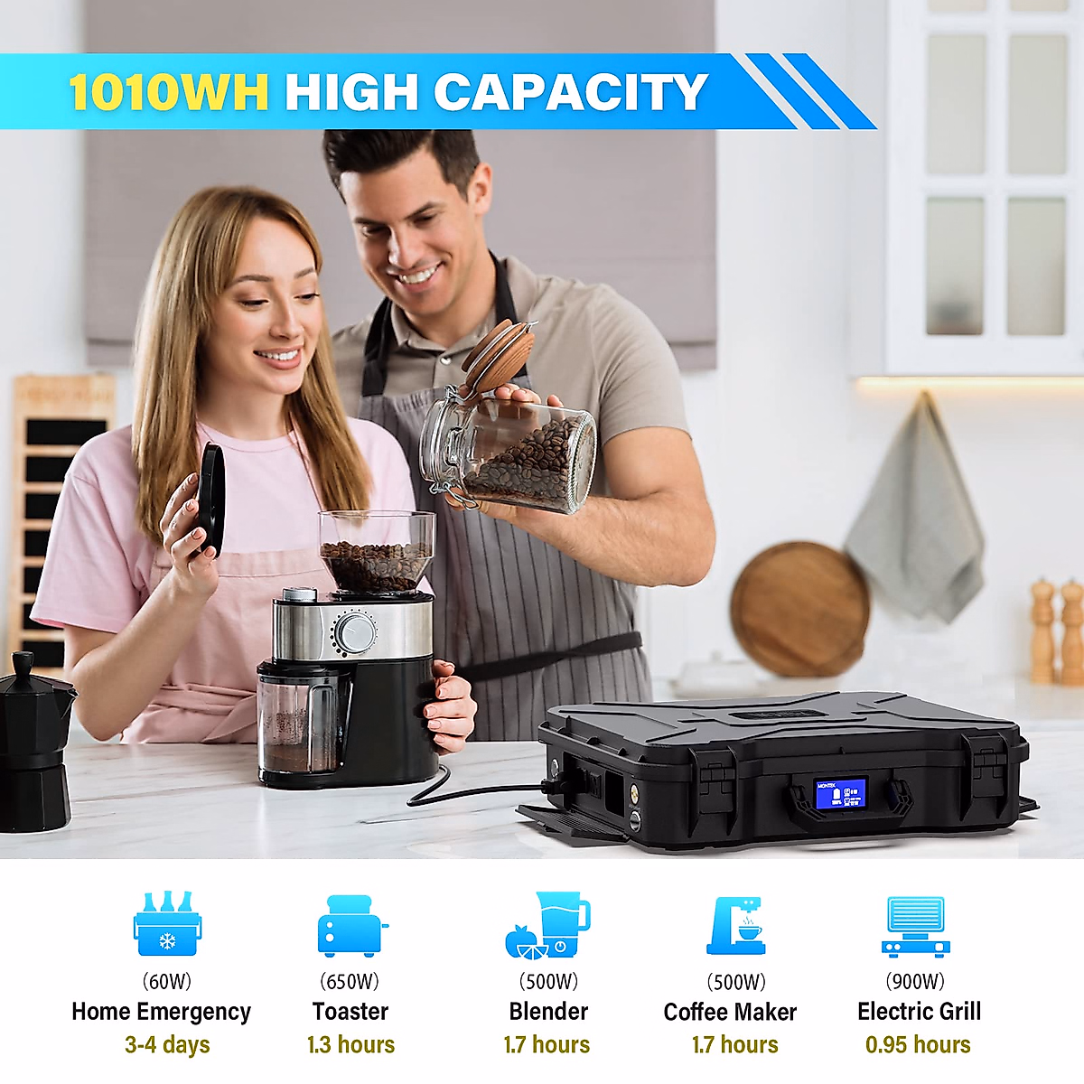 MONTEKSOLAR X1000 Solar Generator 1000W With 80W Solar Panel, Portable Power Station 1010Wh Emergency Backup Lithium Battery,120V Sine Wave AC Outlets for Home Outdoor Camping Hunting Travel